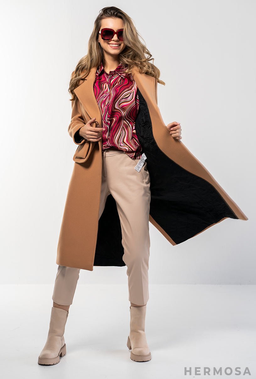 Elegant Modern Light Brown Coat - Lady Hermosa